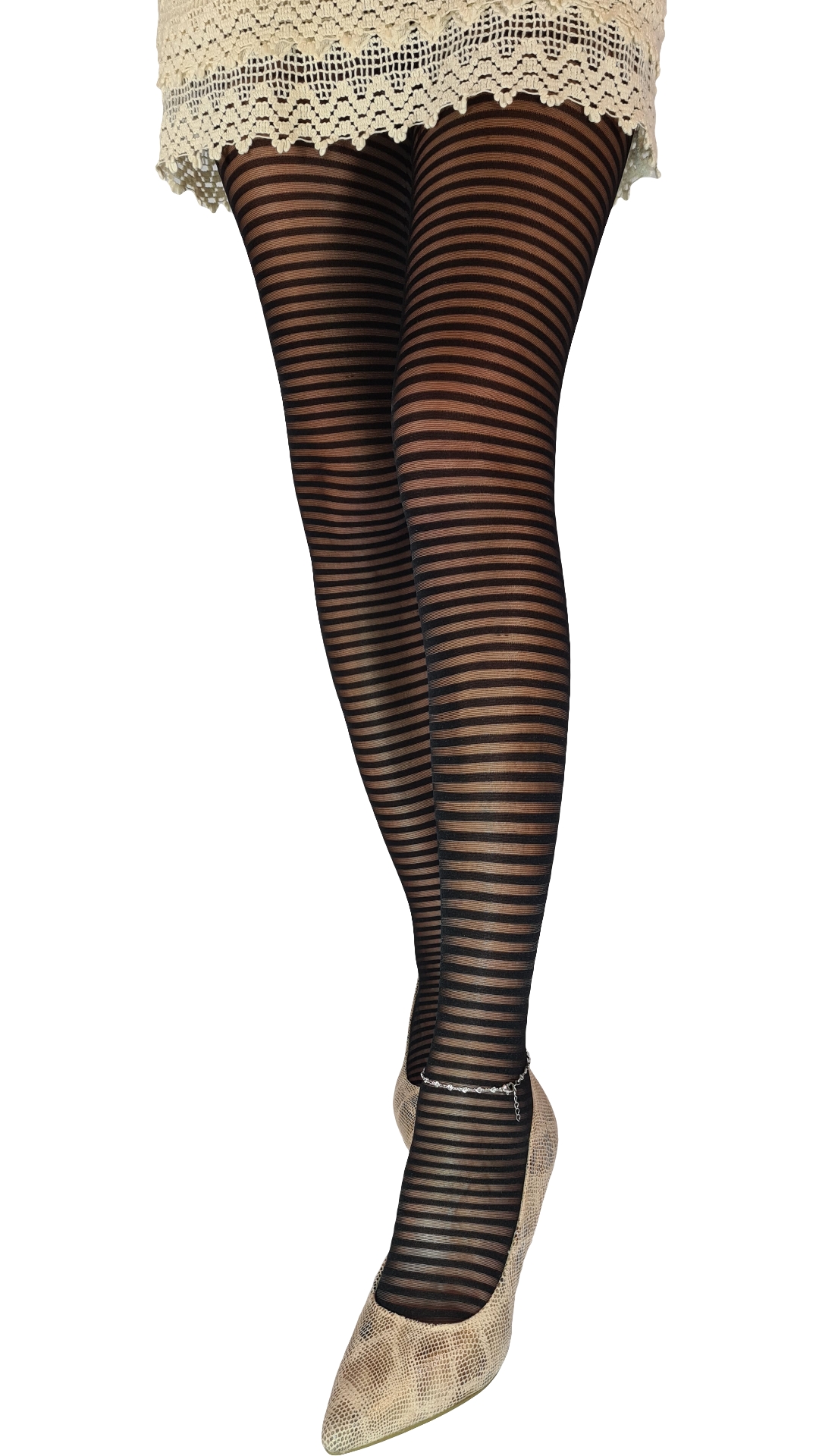 EMMA - Collant fantaisie noir à rayures de la marque Gabriella - 10.40€