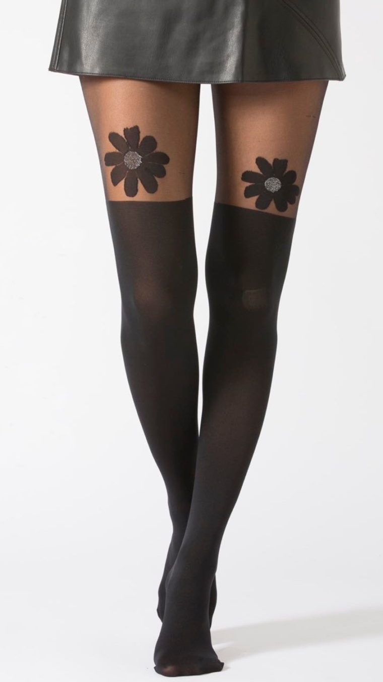 Collant fantaisie noir avec motifs fleur N.1512 de GI&GI - 7.70€